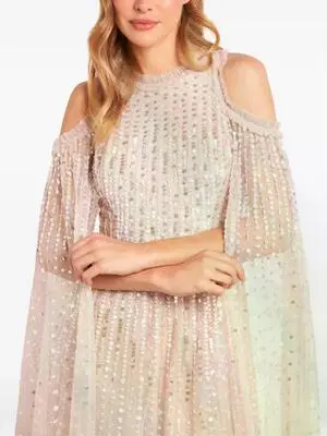 NEEDLE & THREAD Sequin-embellished Midi Dress - Neutrals