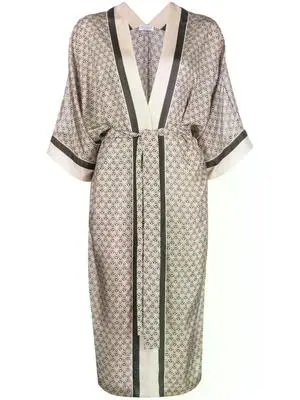 Brunello Cucinelli Geometric-print Silk Wrap Coat