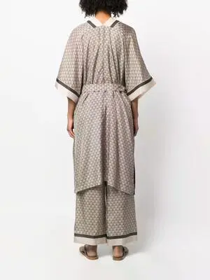 Brunello Cucinelli Geometric-print Silk Wrap Coat