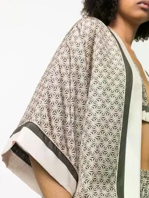 Brunello Cucinelli Geometric-print Silk Wrap Coat