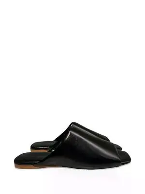 LA ROSE Nappa Sabot Sandals - Black