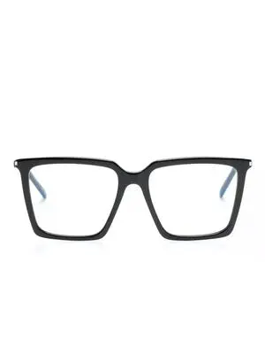 Saint Laurent Logo-engraved Square-frame Glasses - Black