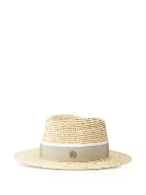 MAISON MICHEL André Ribbon Detailed Fedora Hat - Neutrals