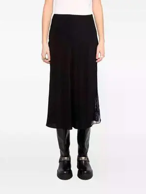 Zadig&Voltaire Lace Detail Midi Skirt - Black