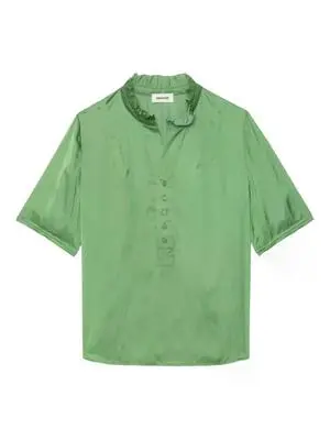 Zadig&Voltaire Topher Ruffled Button Top - Green