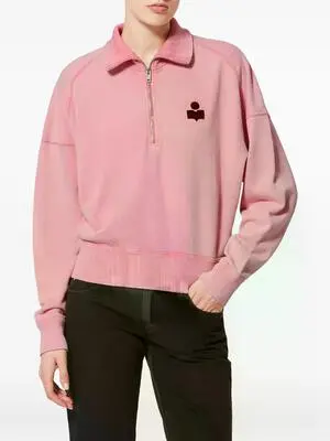 MARANT ETOILE Ross Zip Logo Sweatshirt - Pink