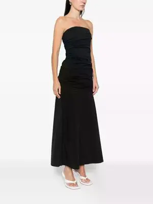 ST. AGNI Gathered Strapless Maxi Dress - Black