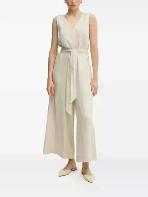 BENETTON Sleeveless Jumpsuit With Tie Waist - Neutrals