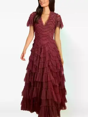 NEEDLE & THREAD Aviana Ruffled V-neck Maxi Dress