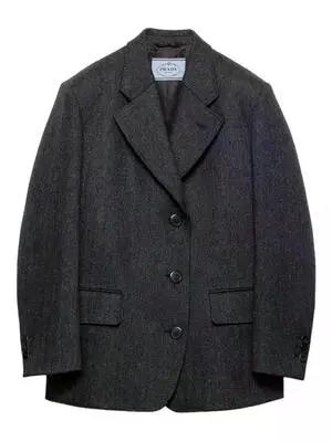 Prada Buttoned Chevron Wool Jacket