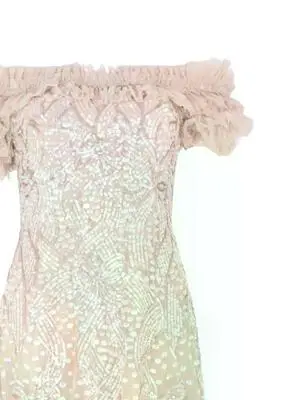 NEEDLE & THREAD Sequin-embellished Off-shoulder Midi Dress