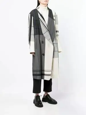 Y’s Check Print Single-breasted Coat