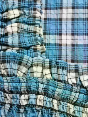 GANNI Seersucker Checked Midi Dress