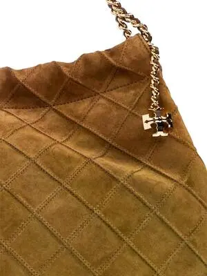 Tory Burch Suede Chain Tote Bag - Brown