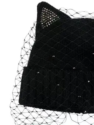 CA4LA Embellished Veil Beanie