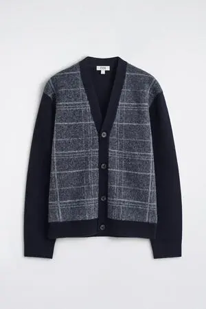 Cos Checked Wool V-neck Cardigan