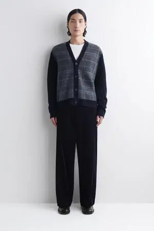 Cos Checked Wool V-neck Cardigan