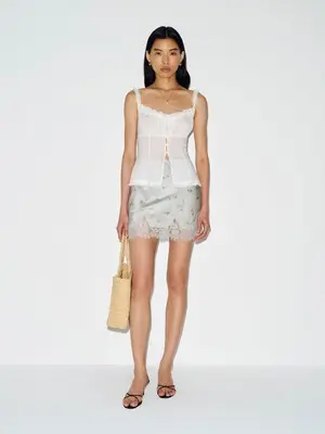 REFORMATION Carolina Silk Mini Skirt - Blue