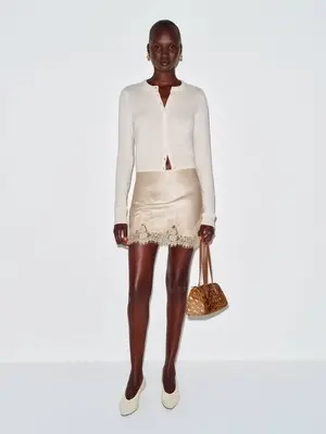 REFORMATION Carolina Silk Mini Skirt - Ivory