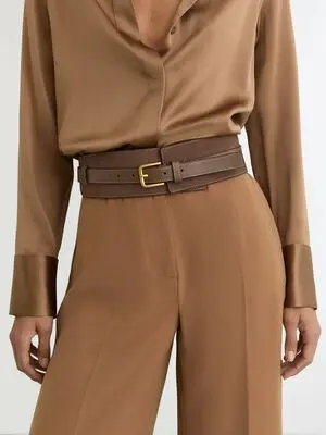 REISS Leather And Suede Corset Waist Belt