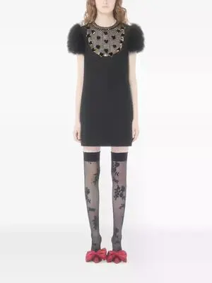 Valentino Garavani Embroidered Crepe Couture Mini Dress