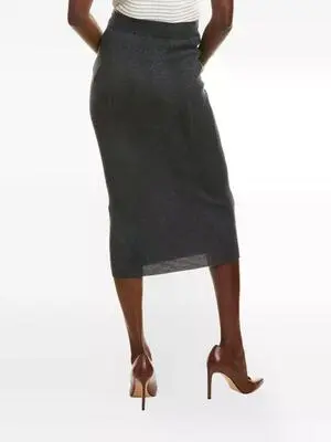 Brunello Cucinelli Ribbed Drawstring Midi Skirt