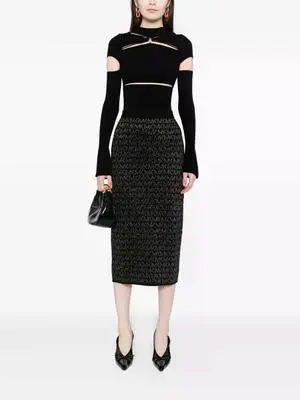 Michael Kors Logo-embroidered Midi Skirt