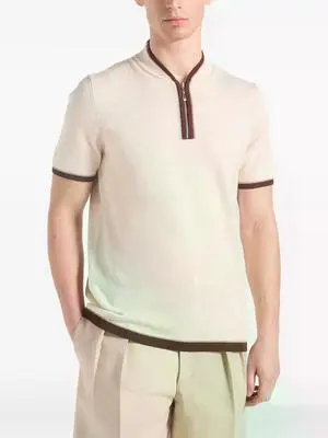 Manière De Voir Cream Crew Neck Zip Polo Shirt