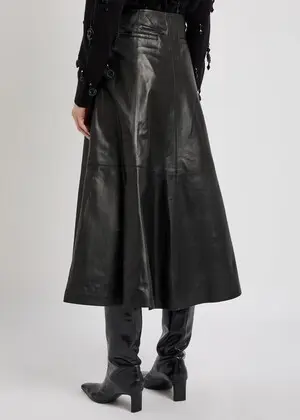 Simkhai Ryma Panelled Leather Midi Skirt
