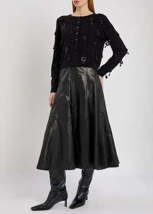Simkhai Ryma Panelled Leather Midi Skirt