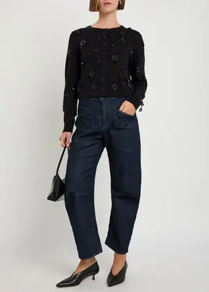 Tory Burch Embellished Wool And Cashmere-blend Cardigan