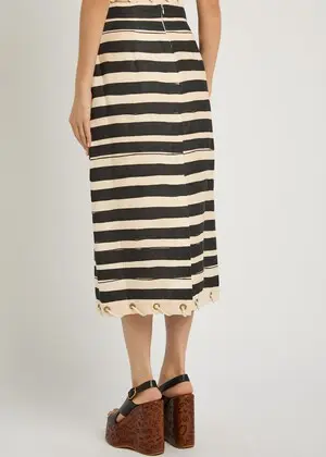 Zimmermann Striped Linen Midi Skirt