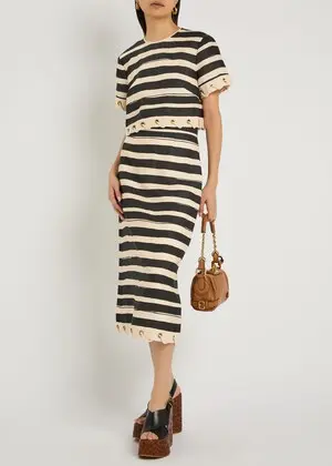 Zimmermann Striped Linen Midi Skirt