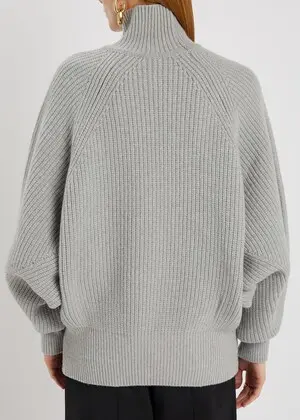 Balmain Batwing Ribbed Wool Jumper