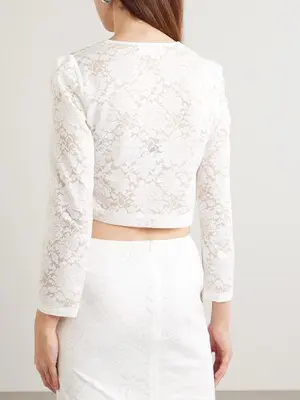 SHUSHU/TONG Embellished Cropped Lace Top