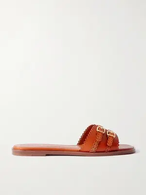 Zimmermann Goldie Buckled Leather Slides - Brown