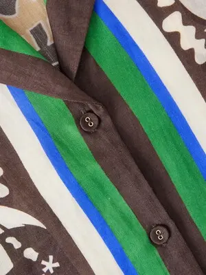 ALEMAIS Maroc Oversized Printed Ramie Shirt - Brown