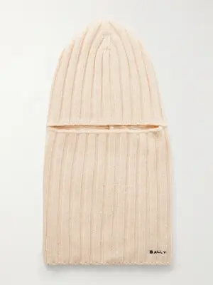 Bally Ribbed Wool Balaclava - Off-white
