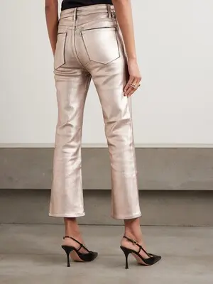 FRAME The Reboot Mid-rise Bootcut Metallic Jeans