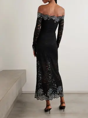 Rabanne Studded Stretch-lace Midi Dress