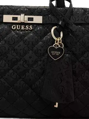 Guess Quilted Tote Bag With Charm - Black