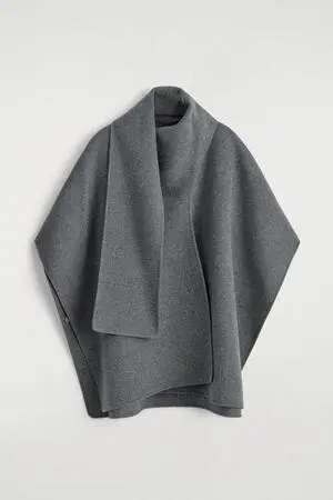 Cos Double-faced Merino Wool Scarf Cape - Gray