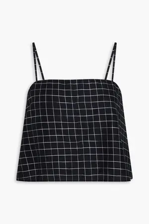 Vince Convertible Cropped Checked Top