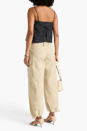 Vince Convertible Cropped Checked Top