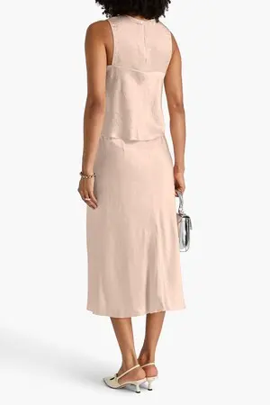 Vince Crinkled Satin Midi Skirt - Blush