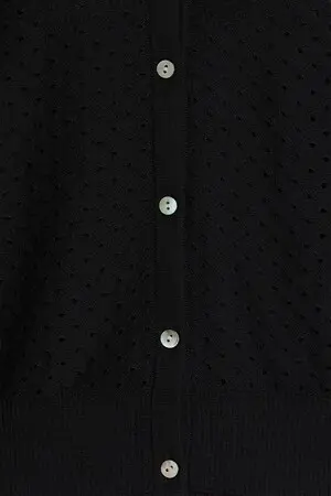 Vince Pointelle-knit Cotton-blend Cardigan - Black
