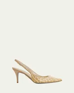 Rene Caovilla 80mm Embellished Net Tulle Pumps