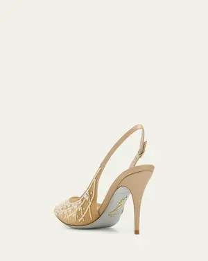 Rene Caovilla 80mm Embellished Net Tulle Pumps