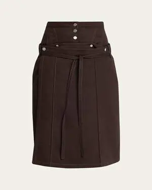 JANE WADE Corseted Denim Pencil Skirt - Espresso
