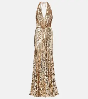 Jenny Packham Mars Gathered Sequined Gown